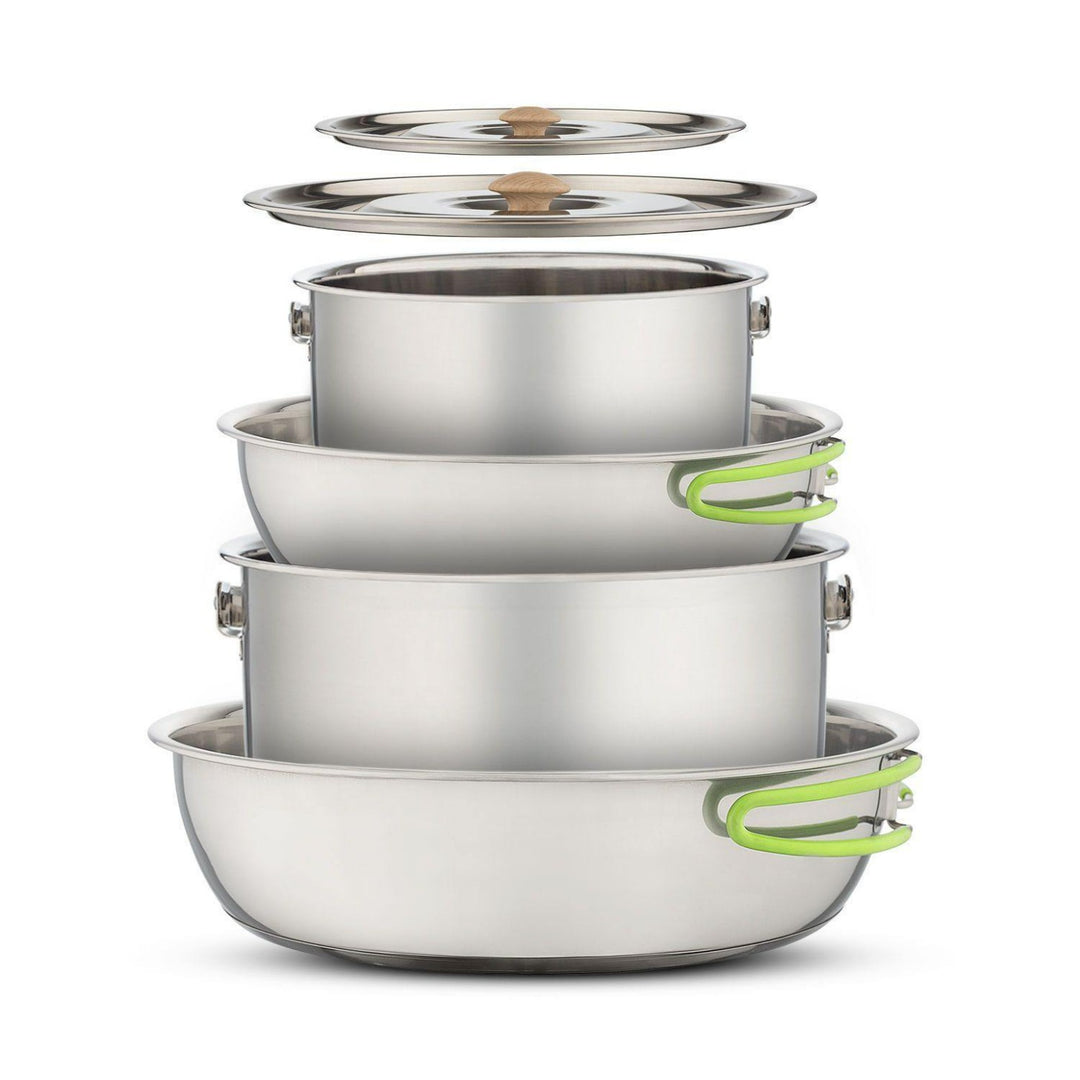 Camping Cookware Set - Compact Stainless Steel Campfire Cooking Pots ...